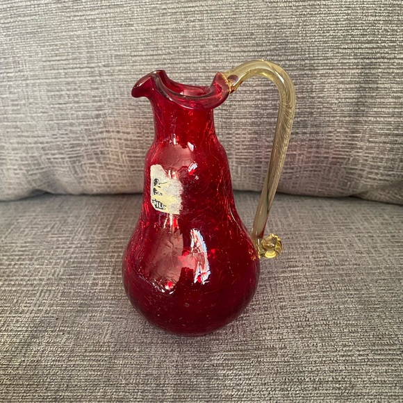 Pilgrim | Accents | Vtg Pilgrim Ruby Red Crackle Glass Creamer With ...